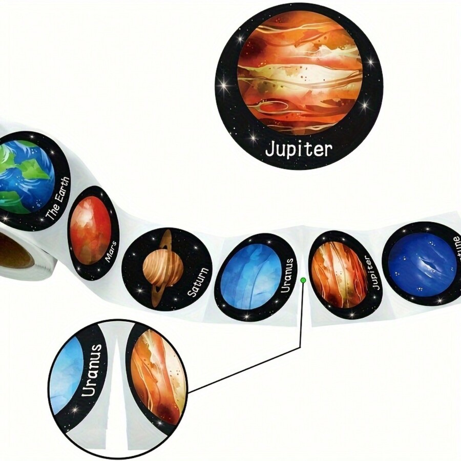 2 Rolls Colorful 1-Inch Planet Stickers(500PCS/Roll) - 8 Unique ...