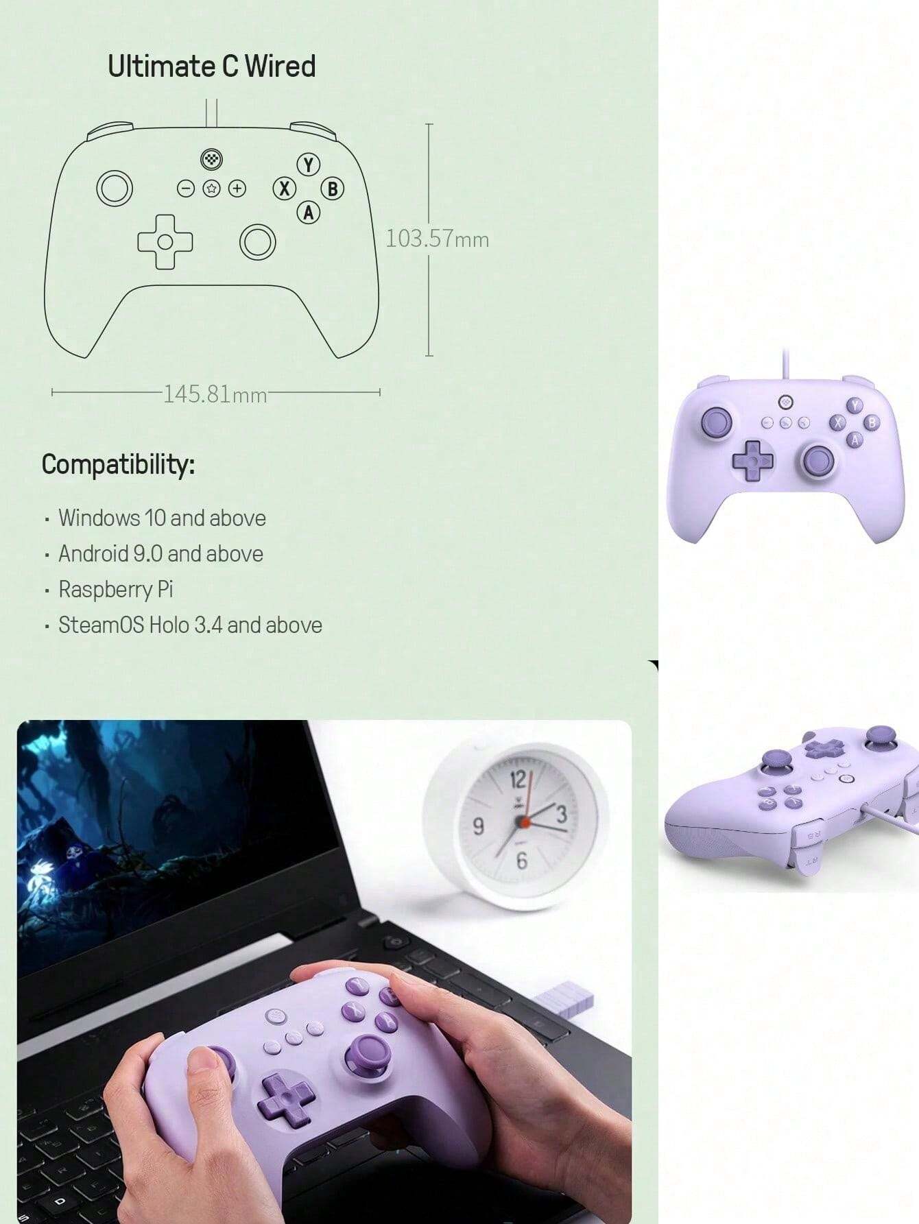 1PC 8BitDo - Ultimate C Wired Gaming Controller For PC, Windows 10, 11 ...