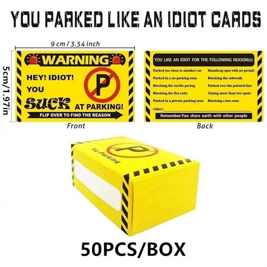 50pcs/Pack Funny Parking Cards, Parking Warning, Bad Parking Warning ...