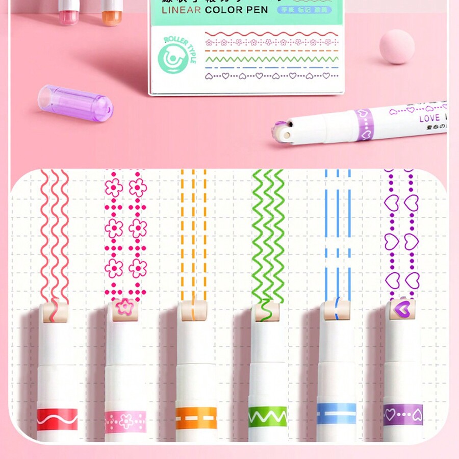 Colored Curve Hilighter Pens Set With 6 Different Shapes For Writing ...
