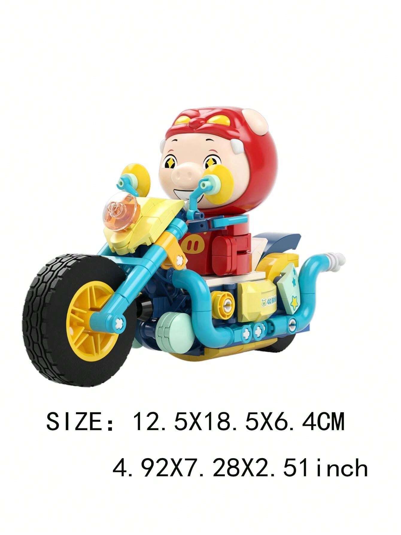Wind Chasing Piggy Motorcycle Adult Mini Block Set, Cute Piggy Block ...