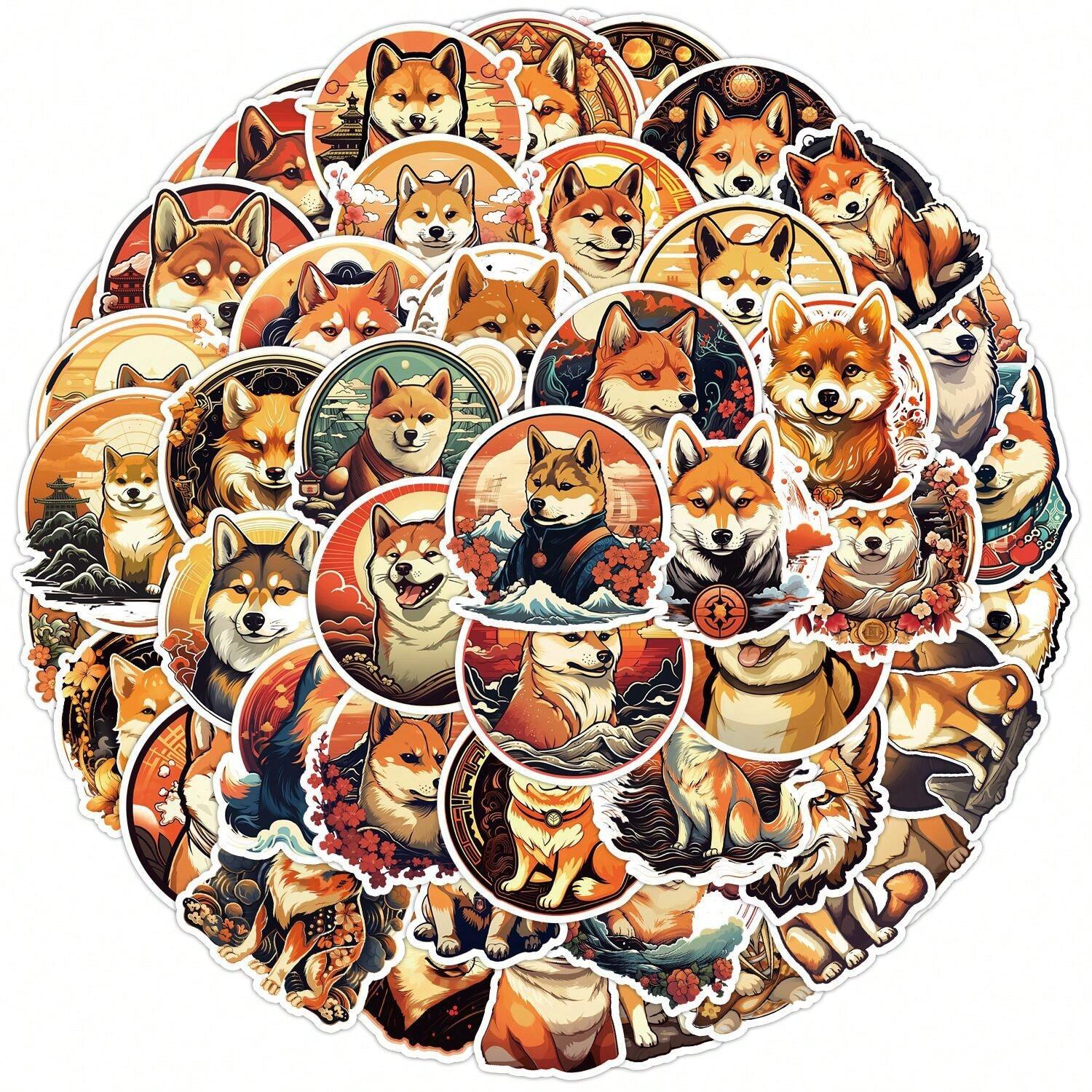 50pcs Cartoon Shiba Inu Anime Guka Stickers With Graffiti Design For ...