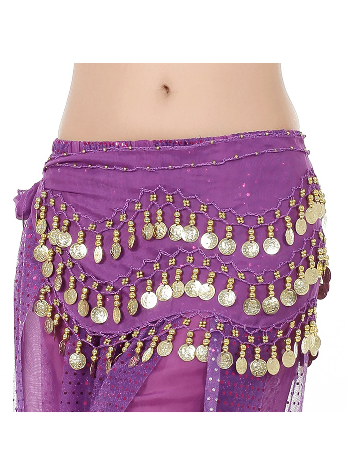 Belly Dance 72 Coin Waist Chain For Women, Dance Three-Layer Gold Coin ...