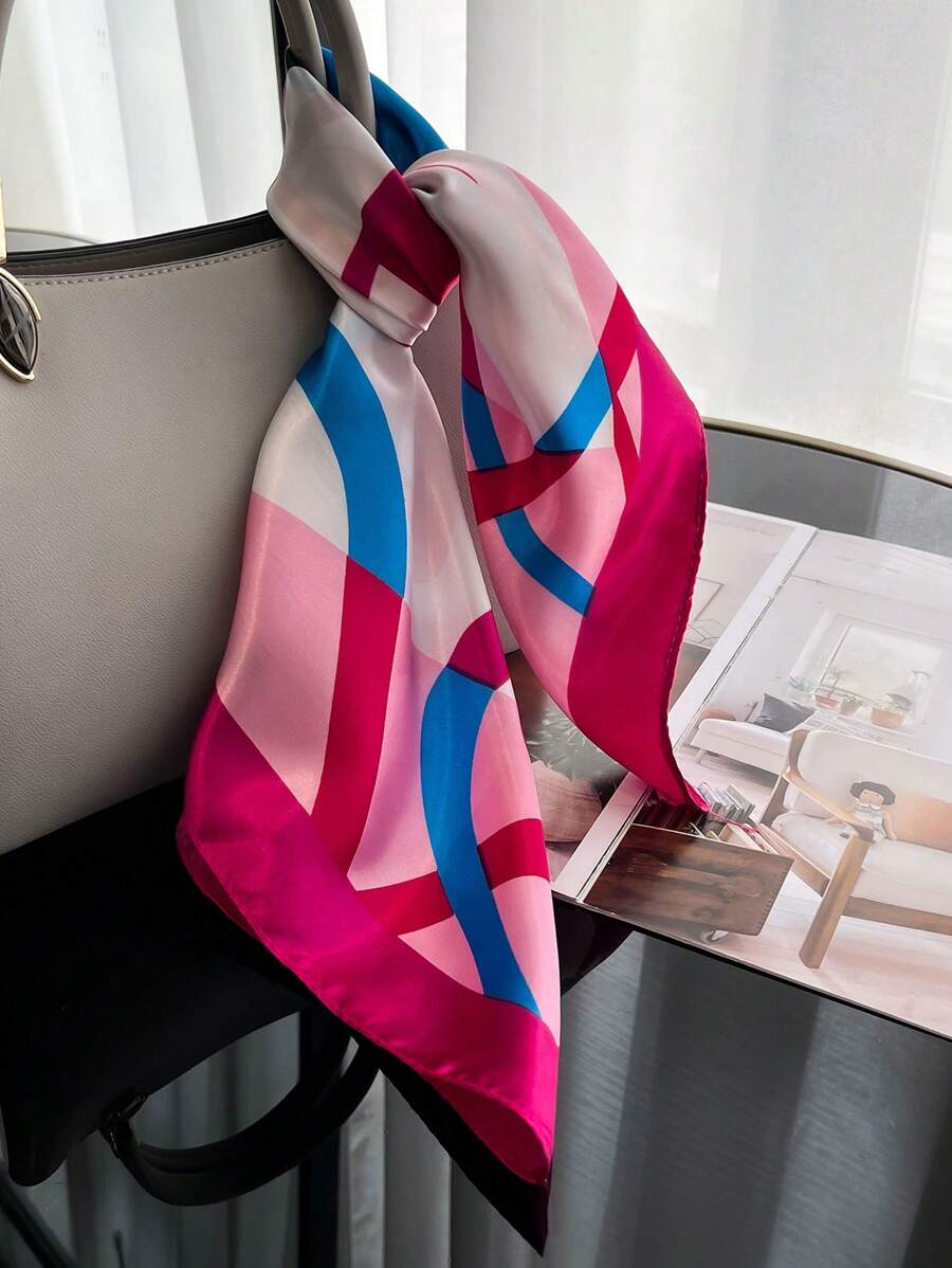 1 peça Cachecol Simples com Linhas Impressas e Sensação de Seda em 60 ...