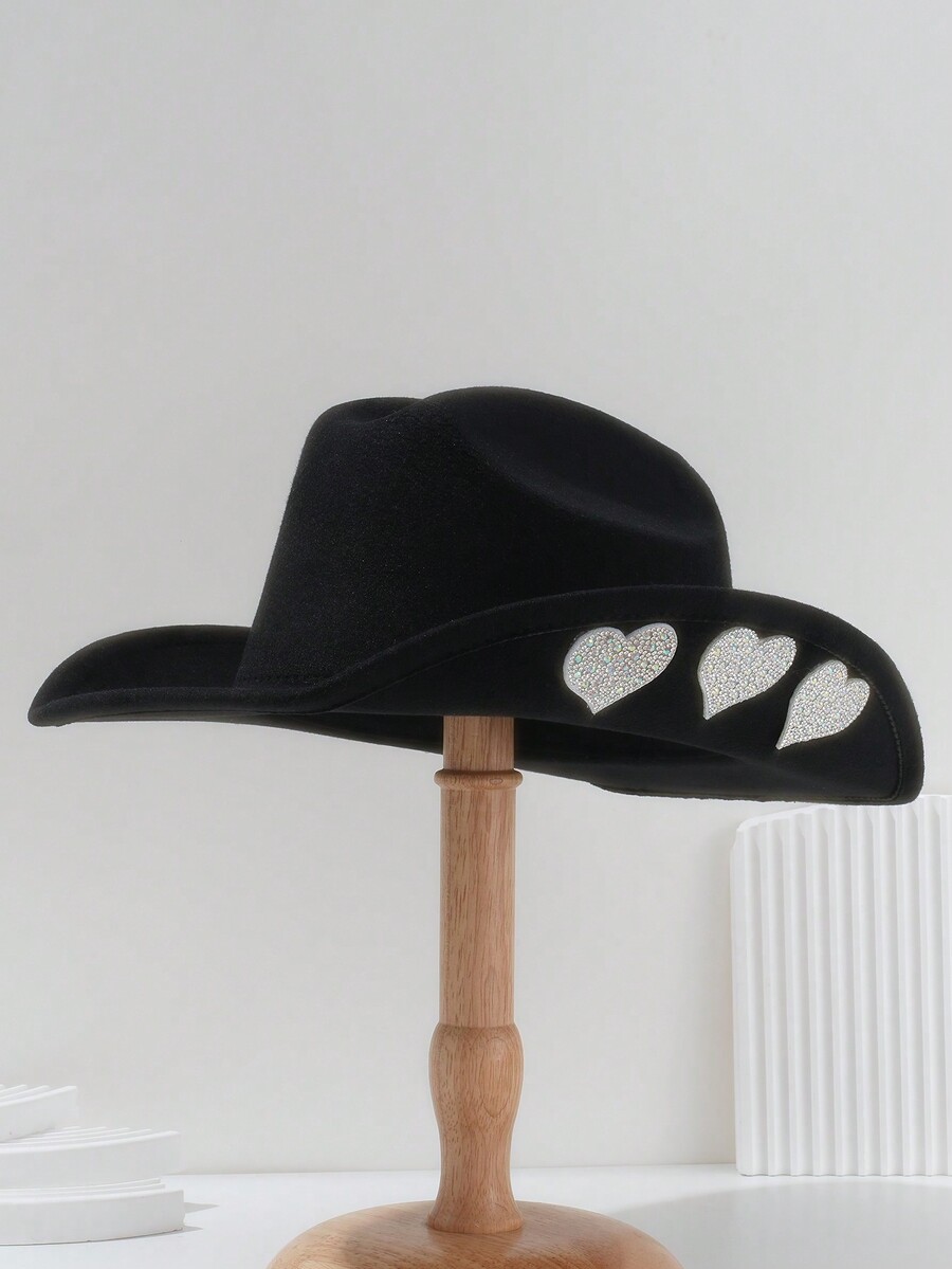 1pc Women Unisex Unique Solid Color Rivet Rhinestone Shiny Heart-Shaped ...