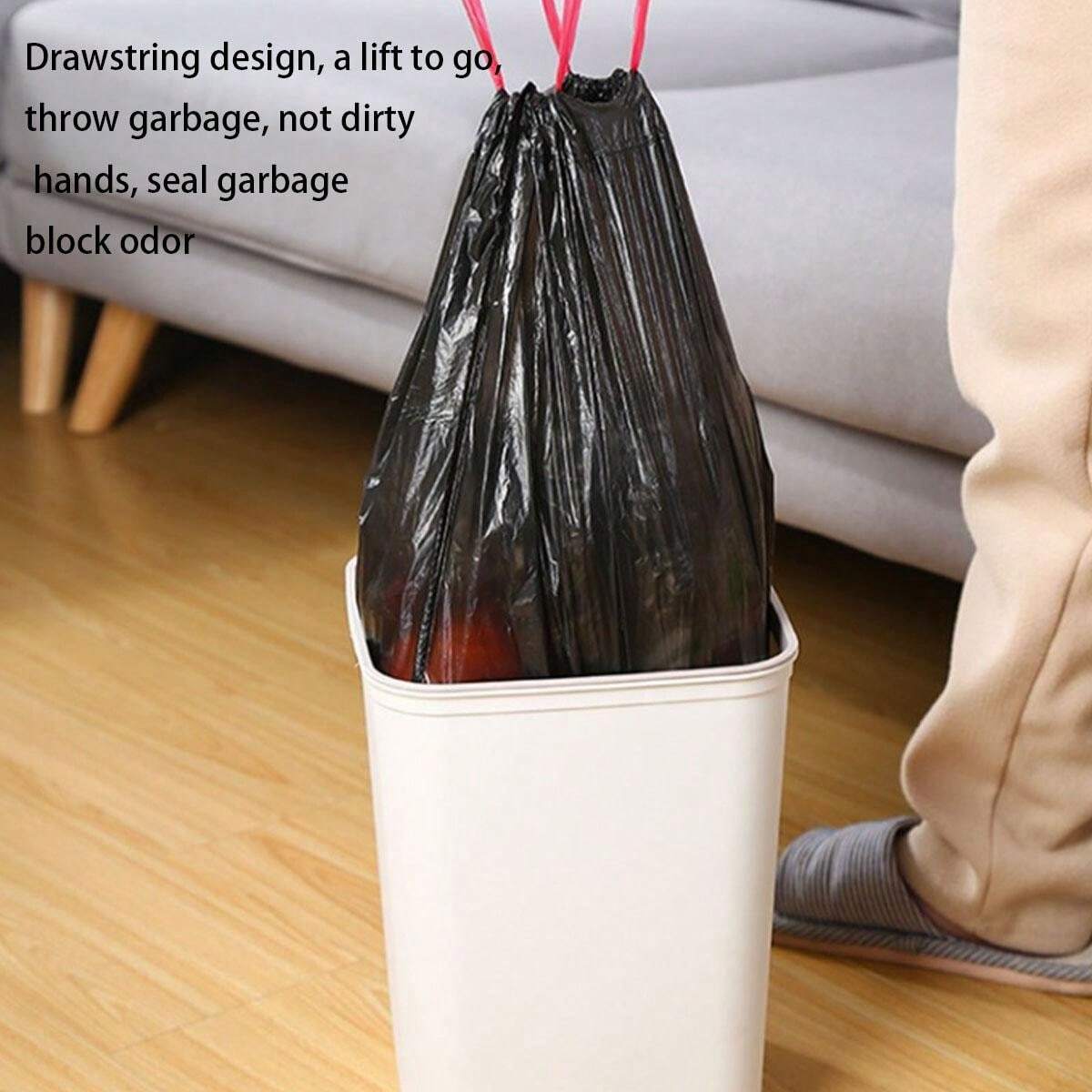 Drawstring Trash Bag, Handheld Plastic Bag Automatically Closed Garbage ...