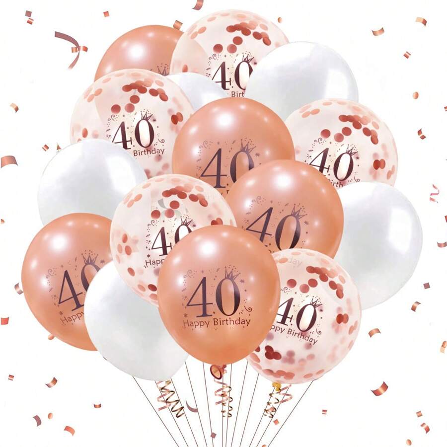 18pcs 40th Birthday Balloons Set, Including Rose Gold Happy Birthday ...