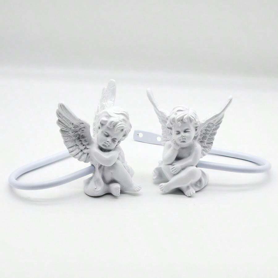 1pair White 2pcs Angel Curtain Tiebacks With Left And Right U-Shaped ...