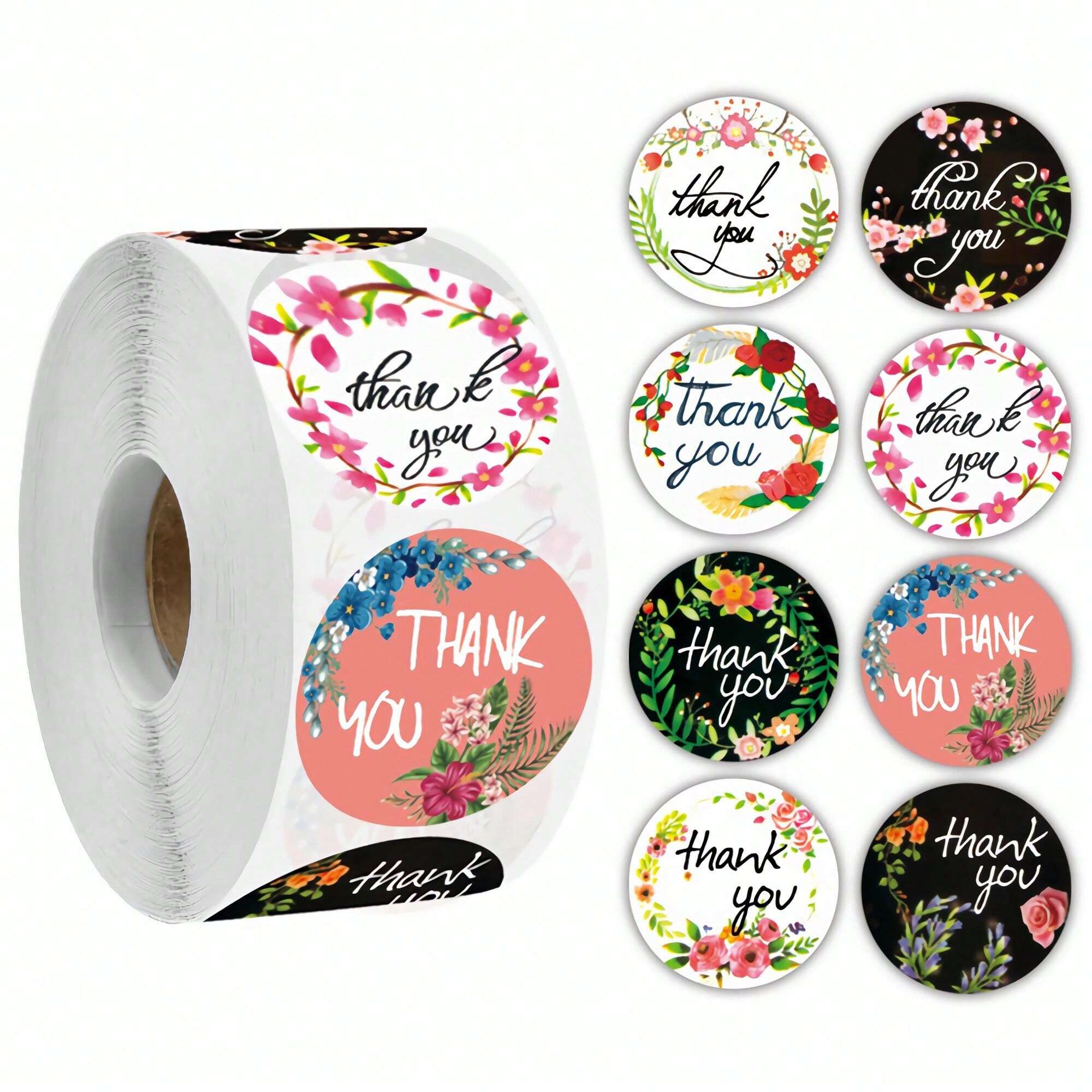 500Pcs Round Labels Kraft Paper Thank You Sticker Dragees Candy Bag ...