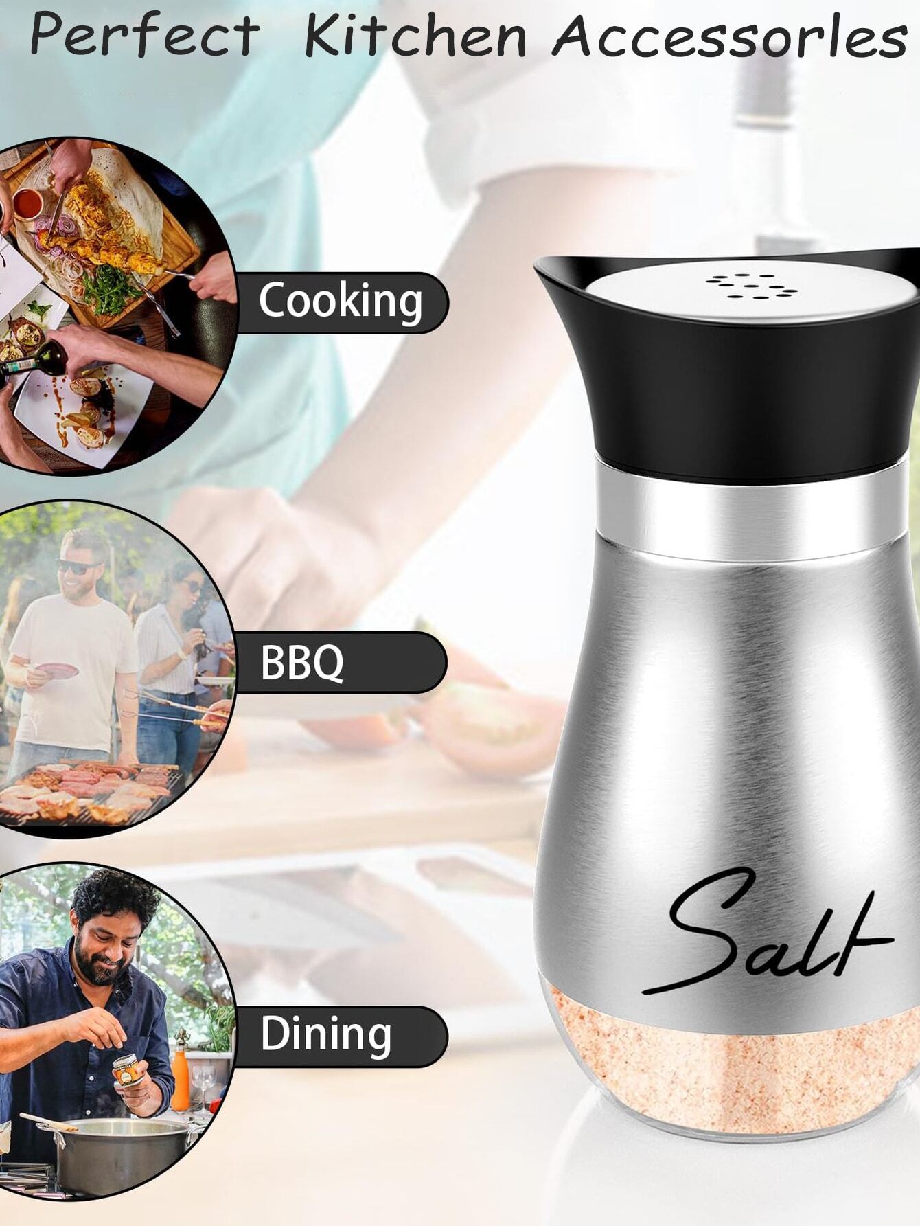 2pcs Stainless Steel Ceramic Core Black Pepper Pepper Sea Salt ...