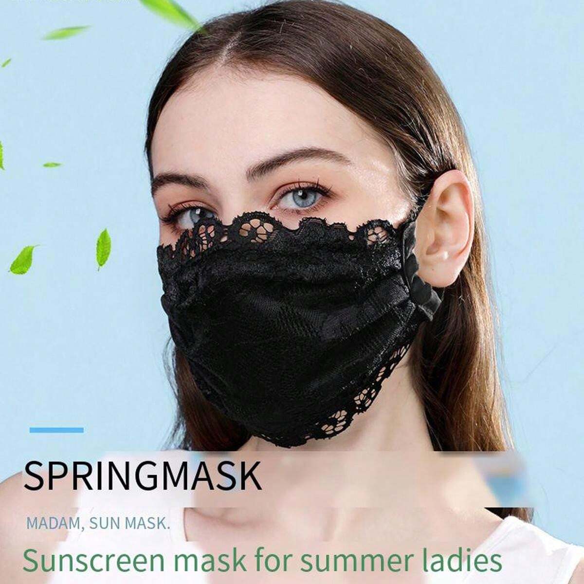 Sun Protective Anti UV 1pc Mask Ladies Spring And Summer Lace Mask ...