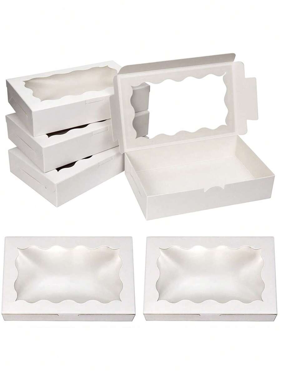 10pcs White Windowed Bakery Boxes Pastry Box, Perfect For Cookies ...