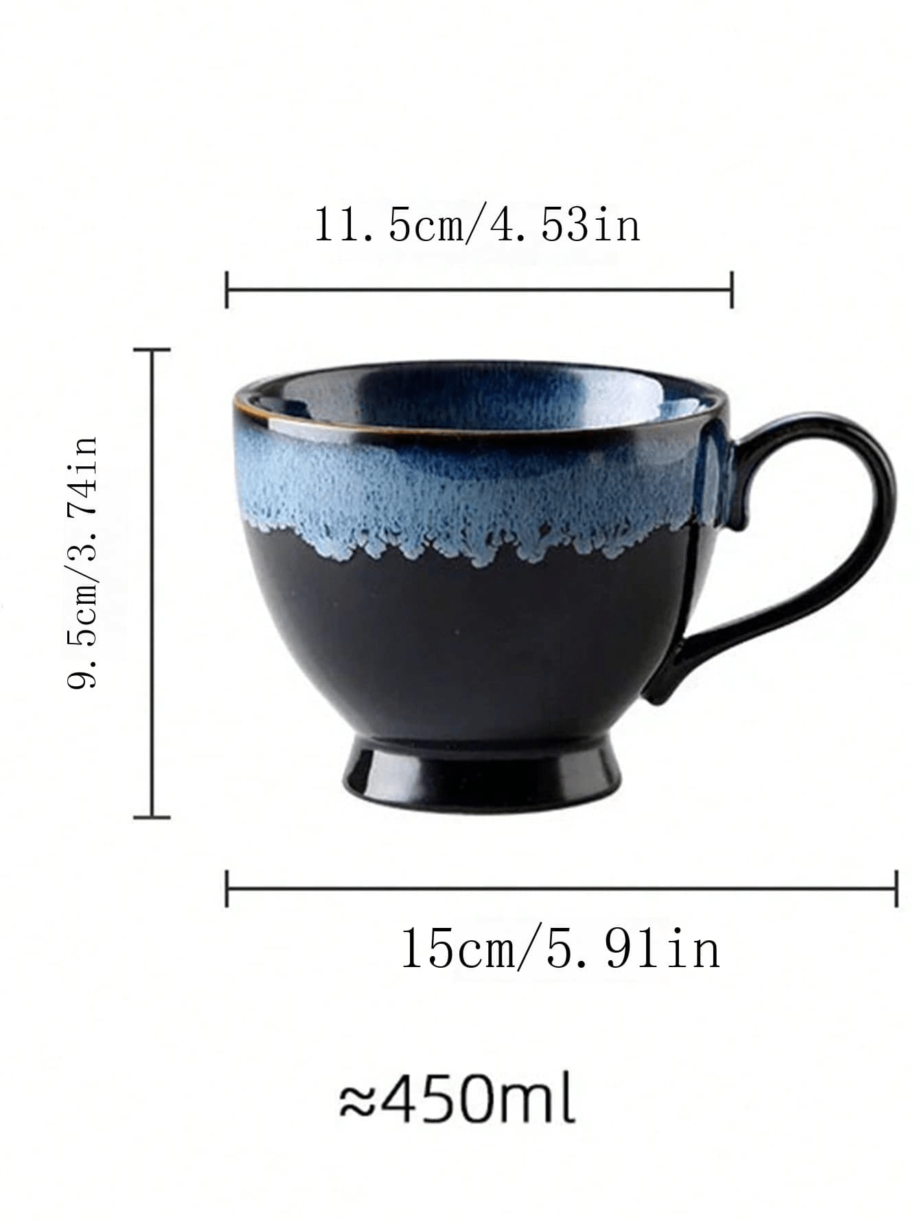 One 400ml/Blue Mark Cup, Japanese-Style Vintage Ceramic Circular Kiln ...