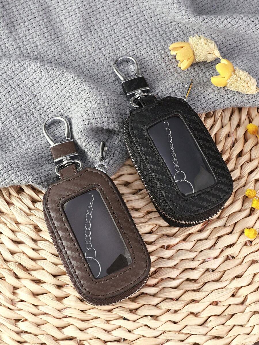 Universal Synthetic Fiber & Carbon Fiber Car Key Cover With Window ...
