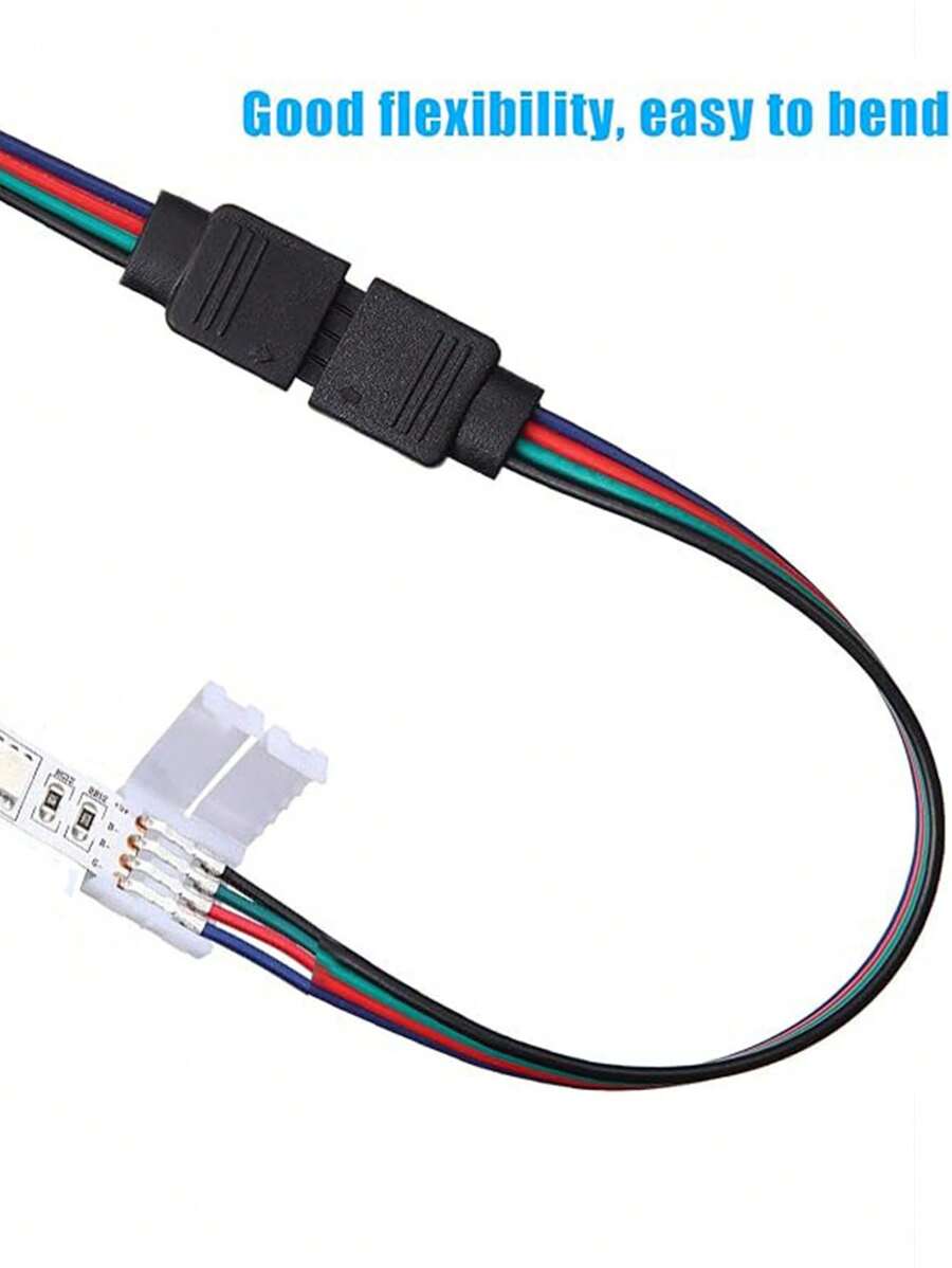 8pcs 4 Pins RGB Female LED Strip Without Welding Connector Clamp Cable ...