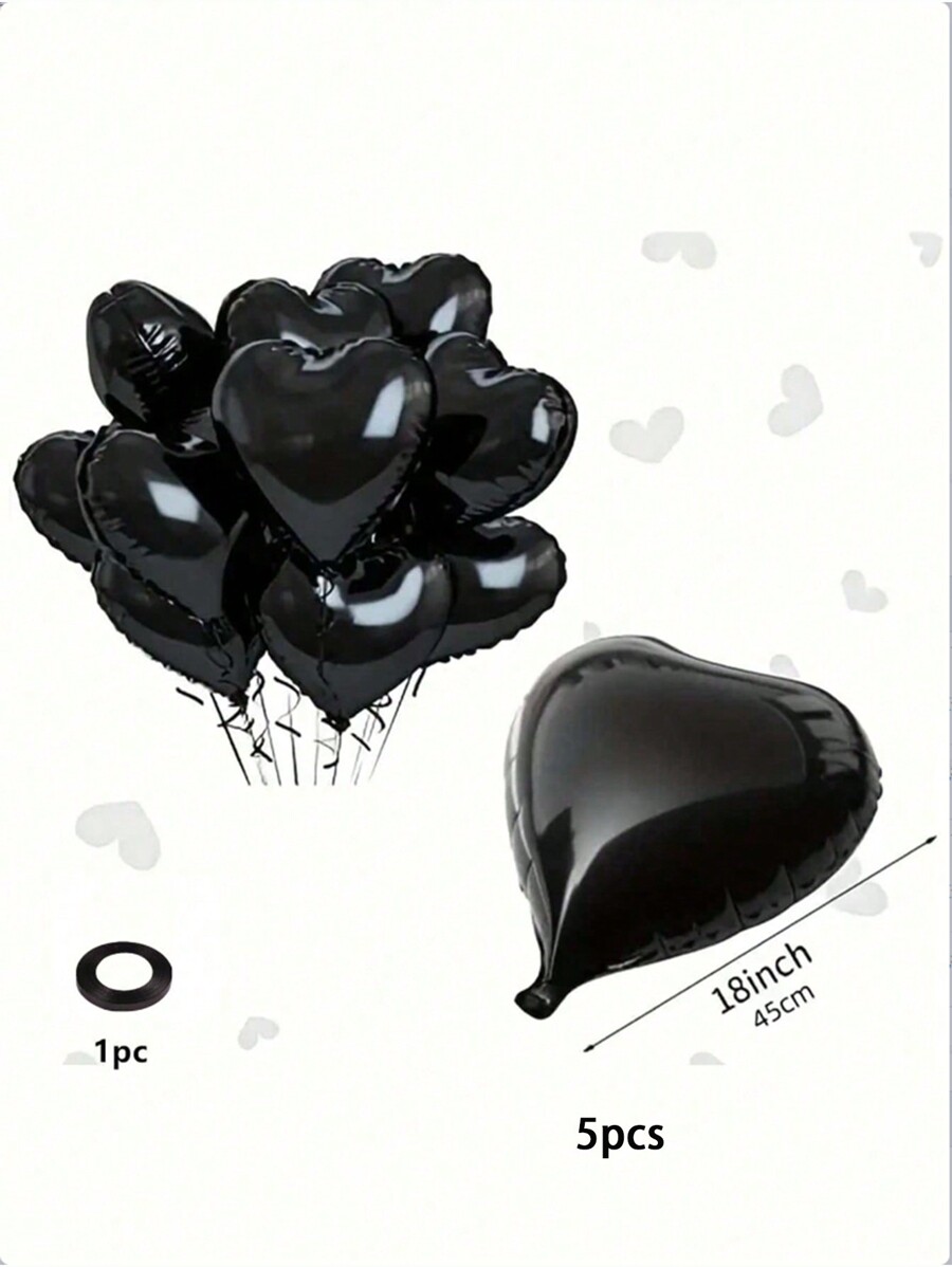 1/5/10pcs Black Heart Balloons For Wedding Birthday Valentines Balloons ...