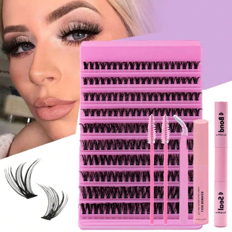 DIY 200/180/144pcs Eyelash Extension Kit Individual Lashes Cluster D ...