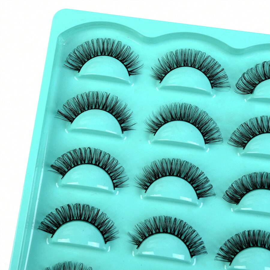 10 Pairs Natural Fiber False Eyelashes, Lengthen 13mm, Curl Upward ...