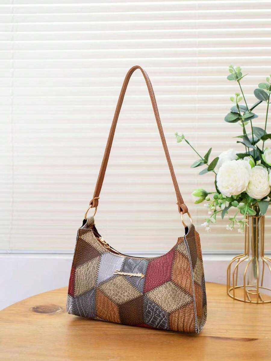 Colorful Patchwork Pattern Women Shoulder Bag, Colorful Purse For Women ...