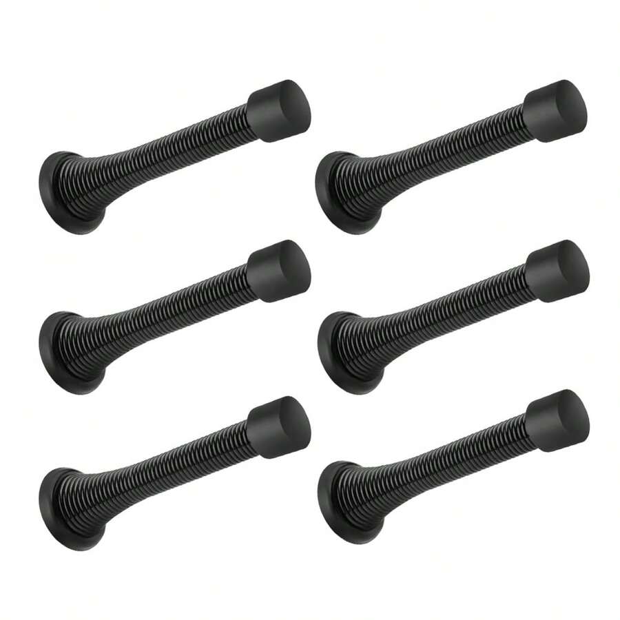 6pcs Black Heavy Duty Spring Door Stops, 3 Inch Long Flexible Door ...