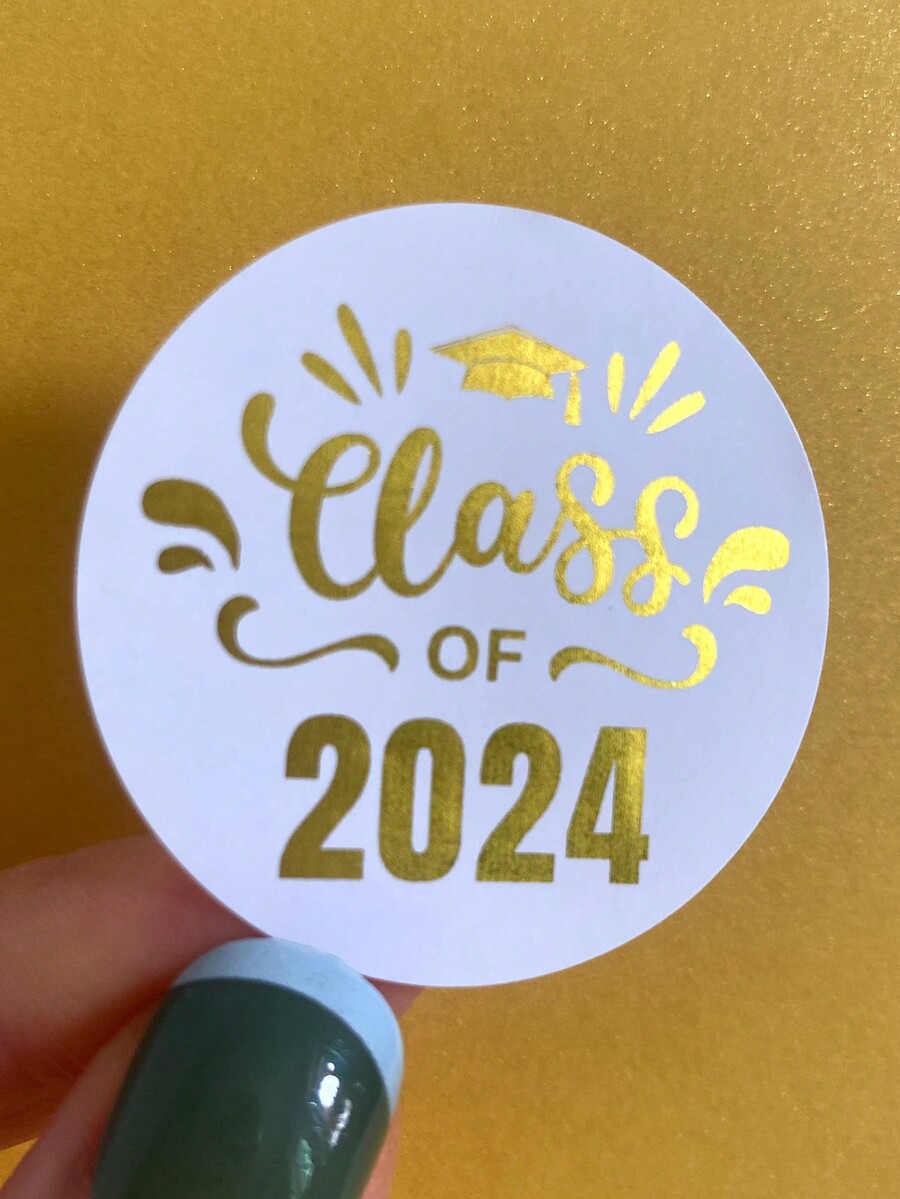 100pcs/Pack 4cm X 4cm Gold Foil Graduation Stickers, Congratulation ...