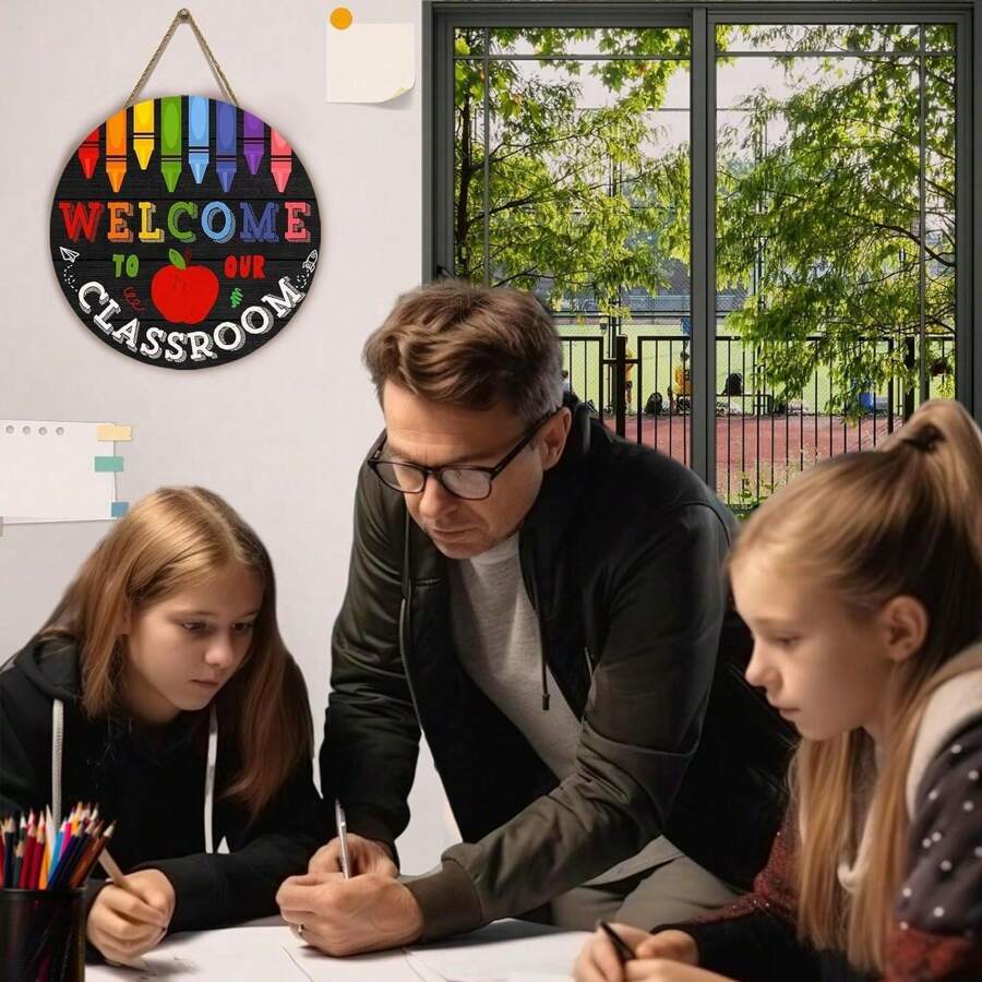 Welcome To Our Classroom Door Sign Wooden Teacher Classroom Door Signs ...