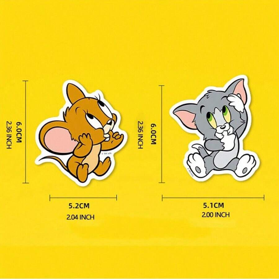 Tom and Jerry 50PCS Aesthetic Anime Stickers, Cute Cat Mouse Waterproof ...