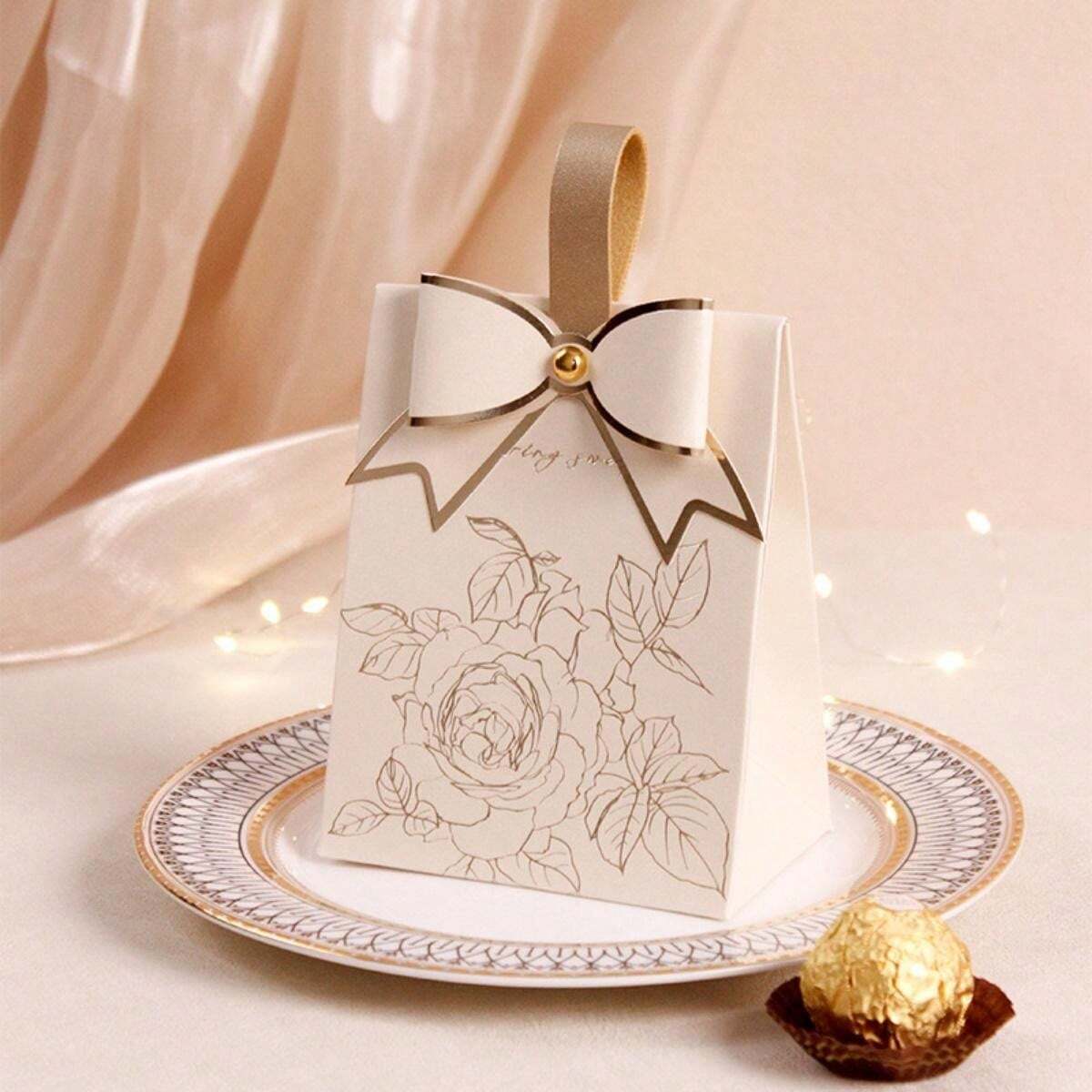 2025 New Cream White Candy Box Retro French Style Champagne Color Bow ...