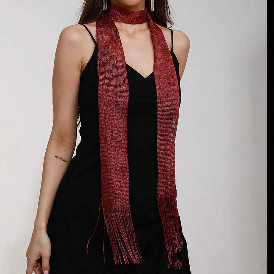 A Versatile Scarf With Tassel And Flowy Ribbon Design Suitable For All ...