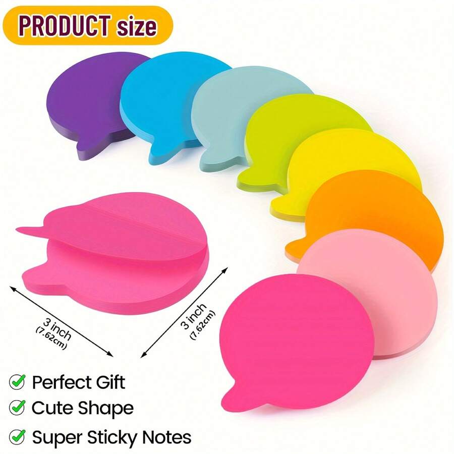 8-Piece Pack Bright Color Self-Stick Memo Pads Foam Shape For Home ...