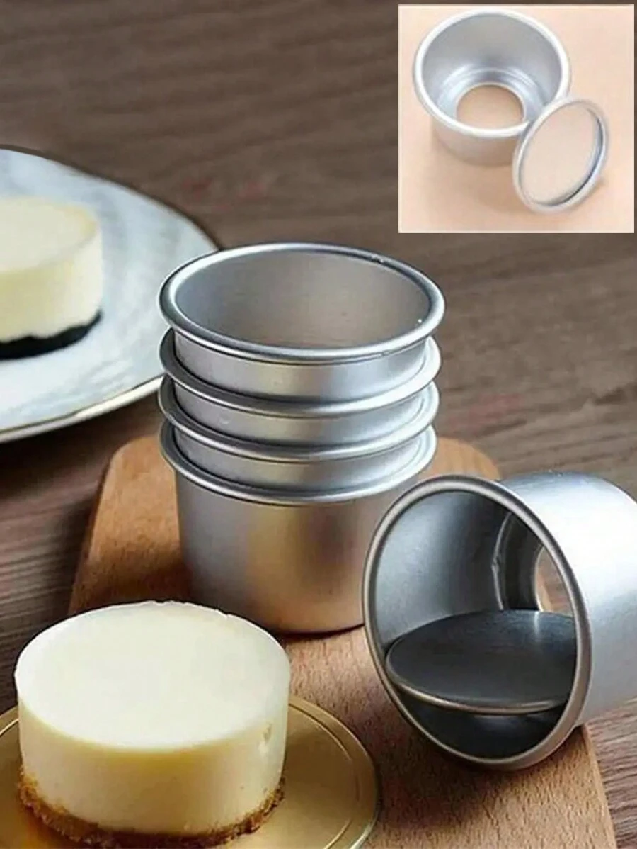 Set Of 5 Non Stick 2 Inch Round Mini Cake Molds With Detachable Base ...
