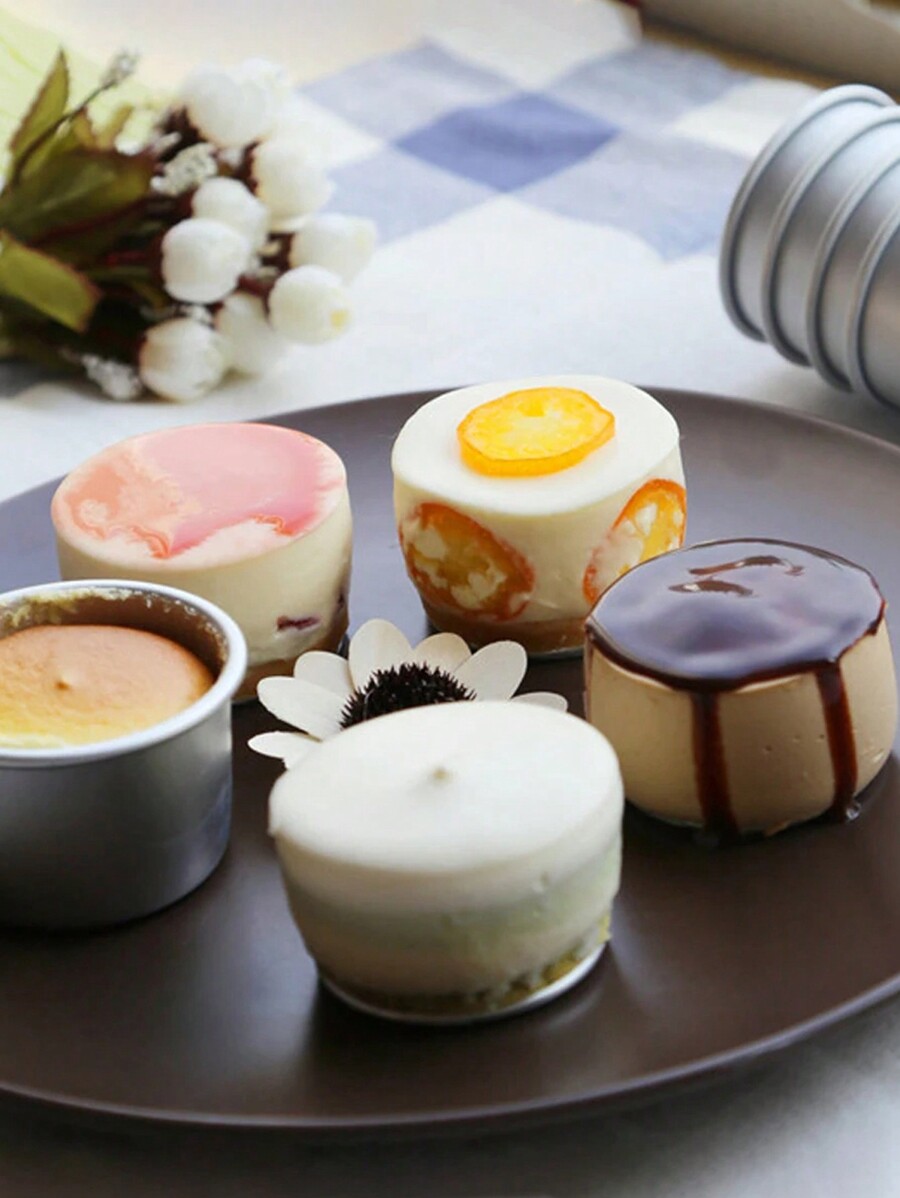 Set Of 5 Non Stick 2 Inch Round Mini Cake Molds With Detachable Base ...