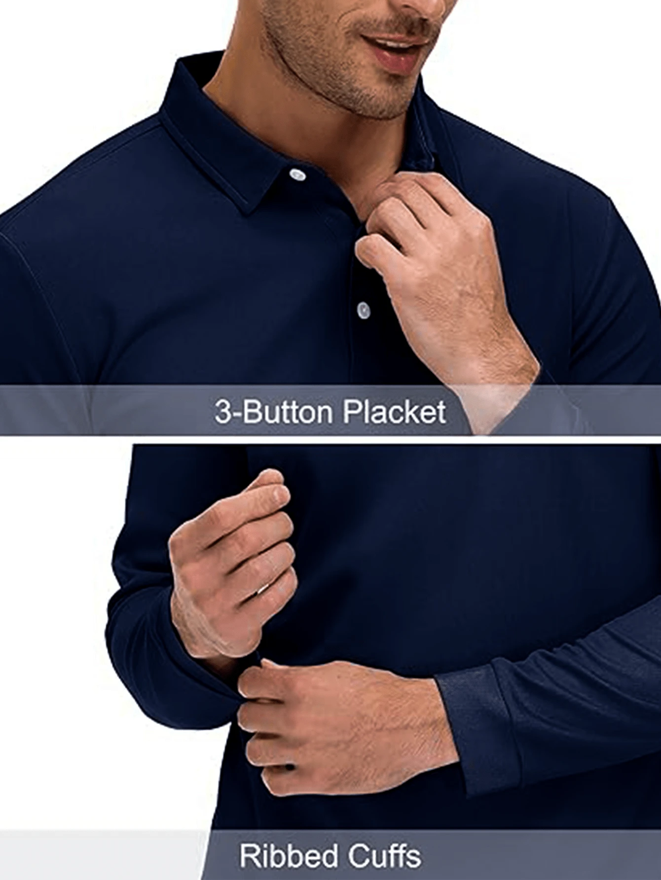 Camiseta polo de manga larga con botones y cuello, cómoda para usar ...