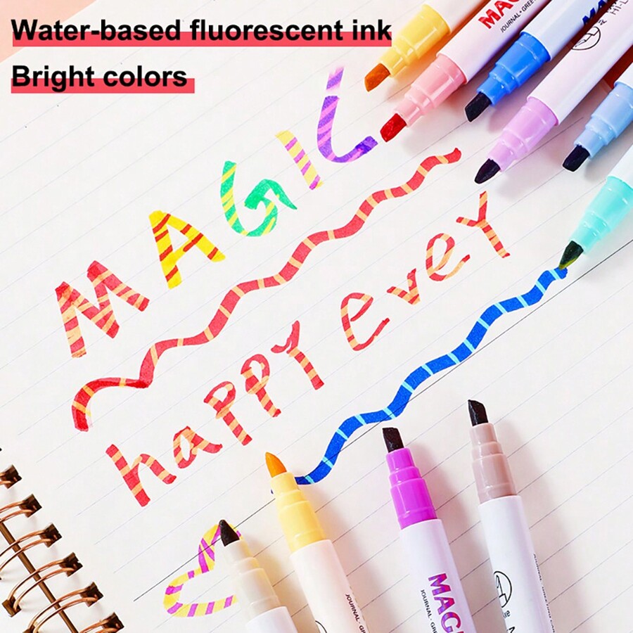 Double Headed Color Changing Pen Marking Fluorescent Pen Highlighter ...
