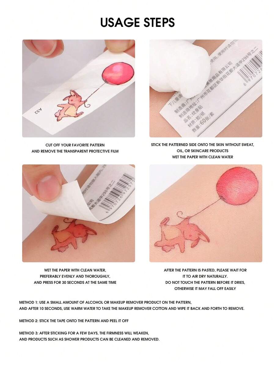 60pcs Tattoo Sticker Set, Including Cartoon, Dainty, And Xuan Yi Style ...