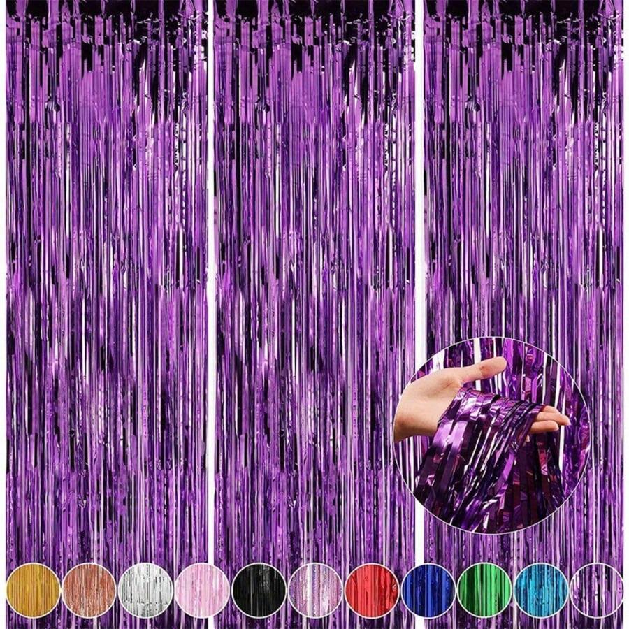 3 Packs, Golden Foil Fringe Streamer Backdrop, Tinsel Streamers ...
