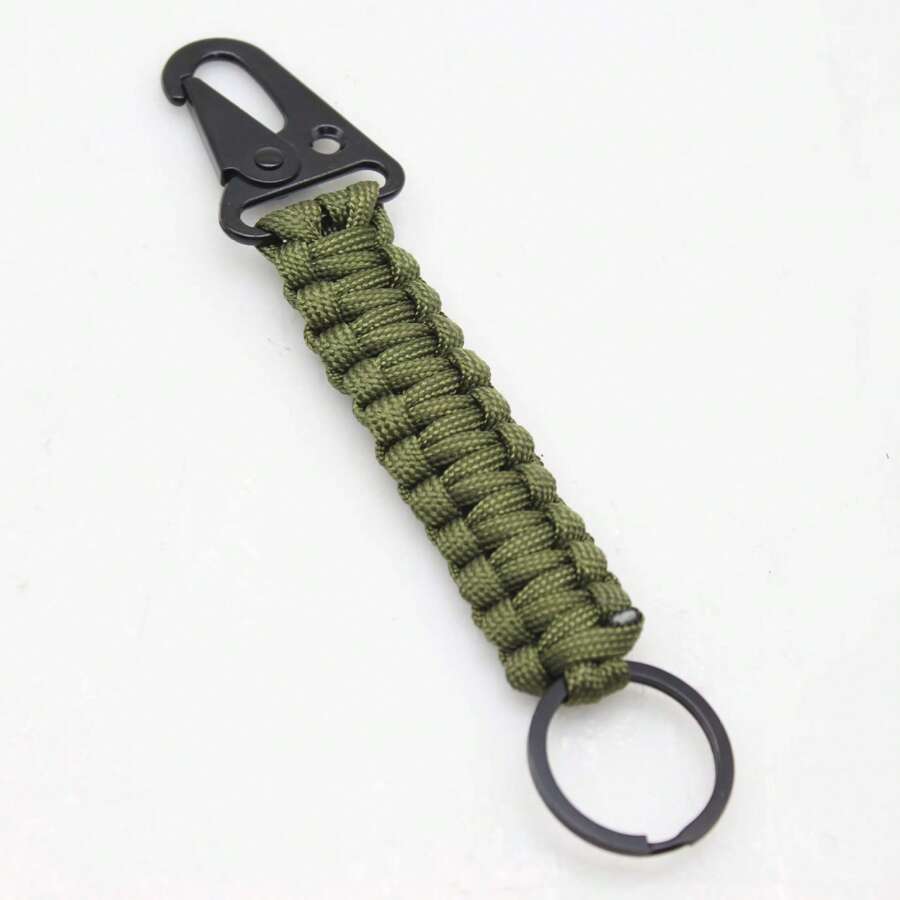7-Core Parachute Cord Survival Keychain With Carabiner And Key Ring ...