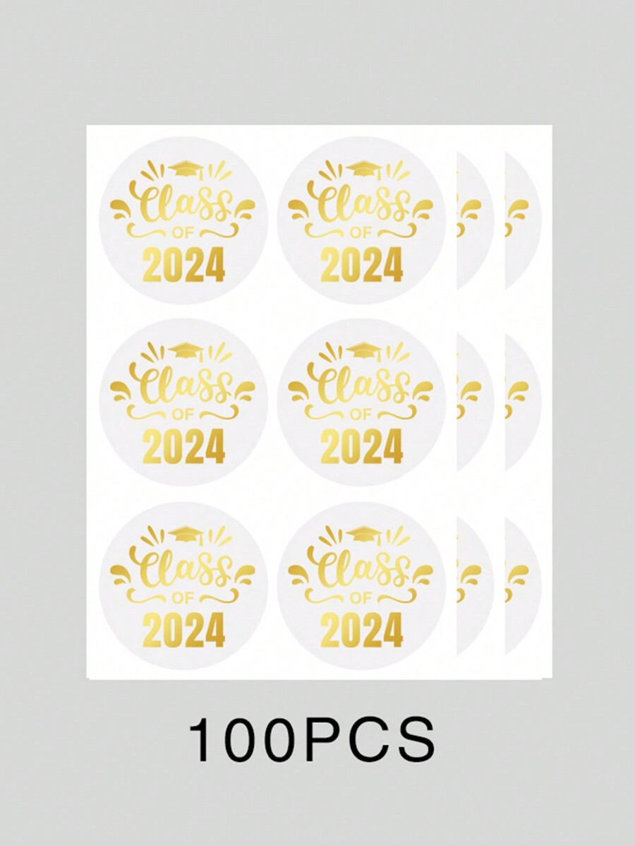 100pcs/Pack 4cm X 4cm Gold Foil Graduation Stickers, Congratulation ...