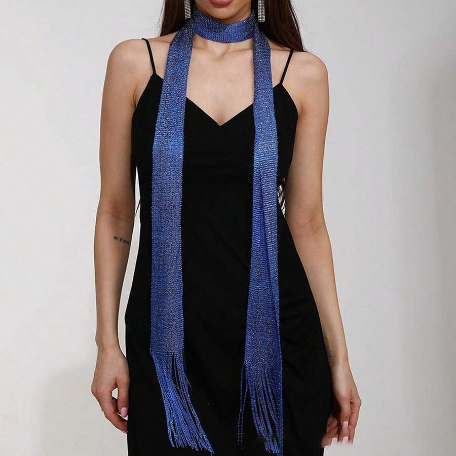 A Versatile Scarf With Tassel And Flowy Ribbon Design Suitable For All ...