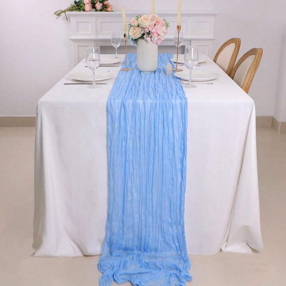 1pc Blue Cheese Cloth Tablecloth, Country Style Gauze Wedding Reception ...