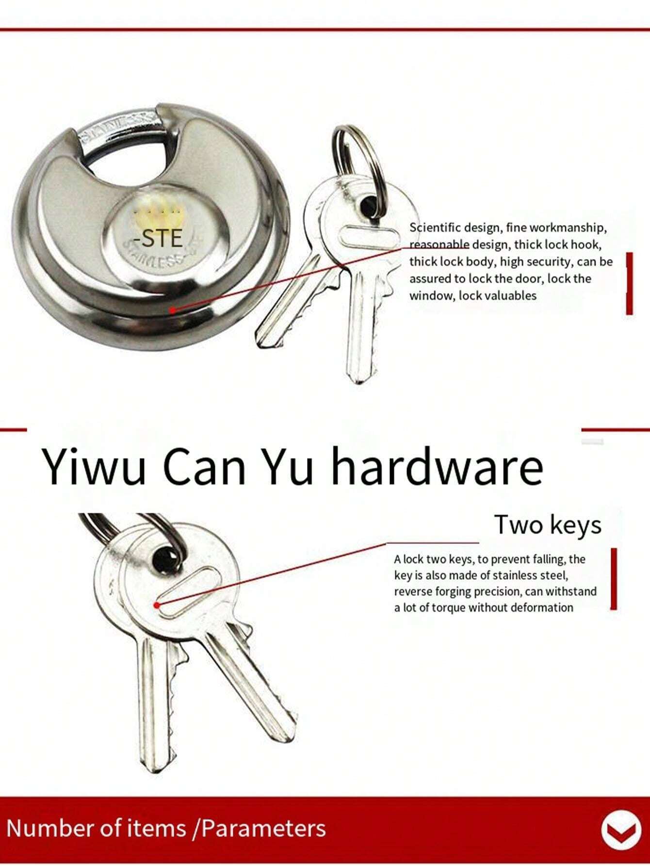 One 70mm Stainless Steel Round Disc Lock For Warehouse Door, Chain Lock ...
