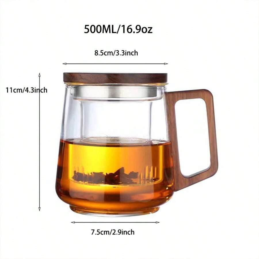 High Heat-Resistant Glass Tea Cup With Tea Leaf Separator And Lid ...