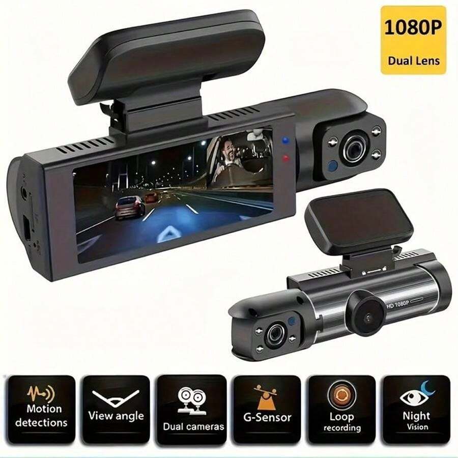 Vavupo Cámara de salpicadero para autos con cámara dual 1080P, visión ...