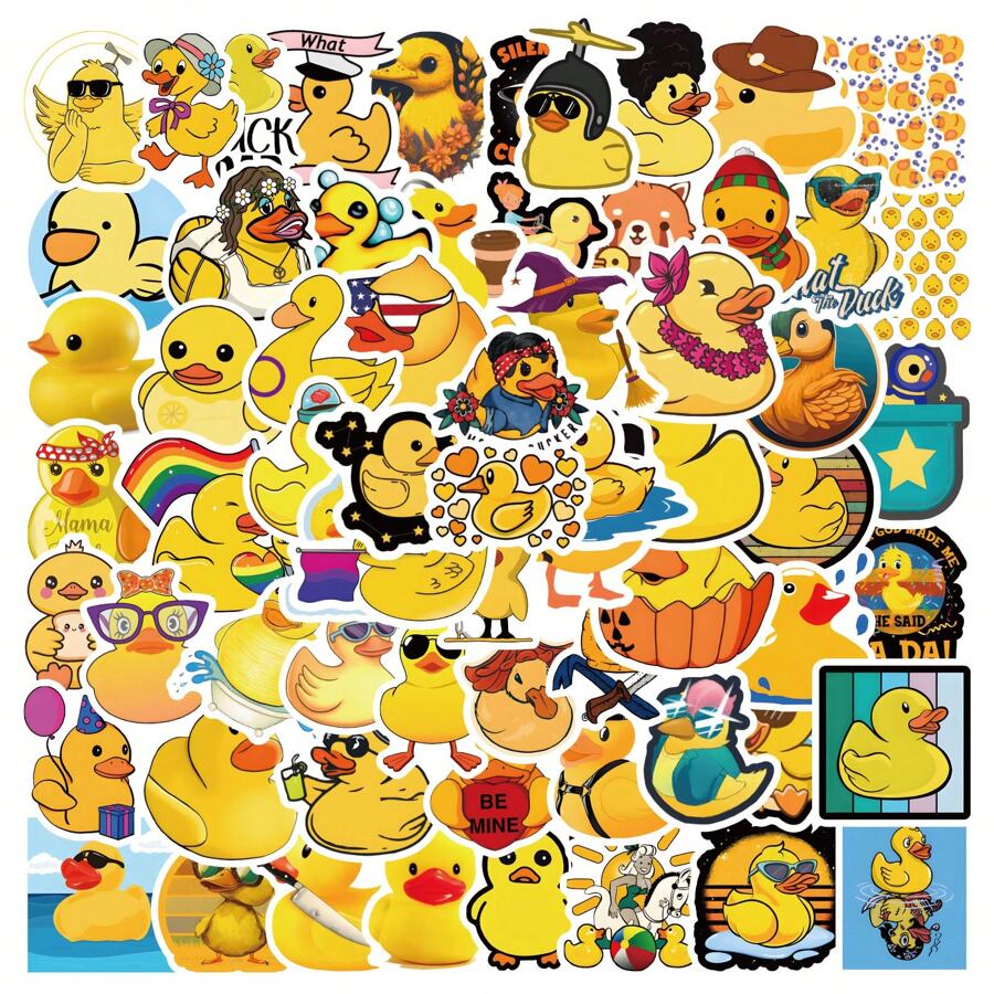 70pcs/Pack Small Yellow Duck Stickers I Cute Cartoon Kids Party Favors ...