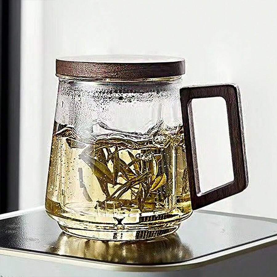 High Heat-Resistant Glass Tea Cup With Tea Leaf Separator And Lid ...