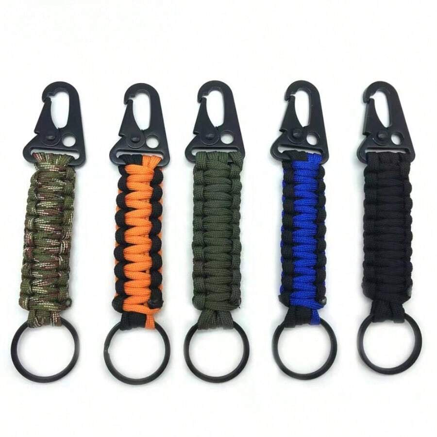 7-Core Parachute Cord Survival Keychain With Carabiner And Key Ring ...