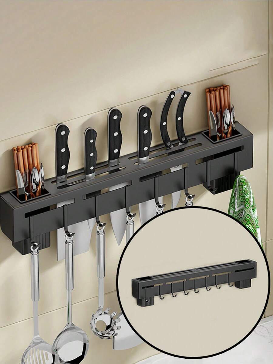 1pc Stainless Steel Kitchen Knife Holder, Wall-Mounted Multi-Functional ...