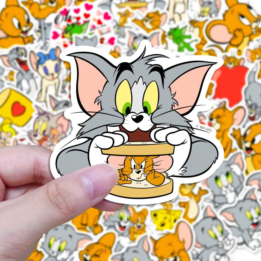 Tom and Jerry 50PCS Aesthetic Anime Stickers, Cute Cat Mouse Waterproof ...