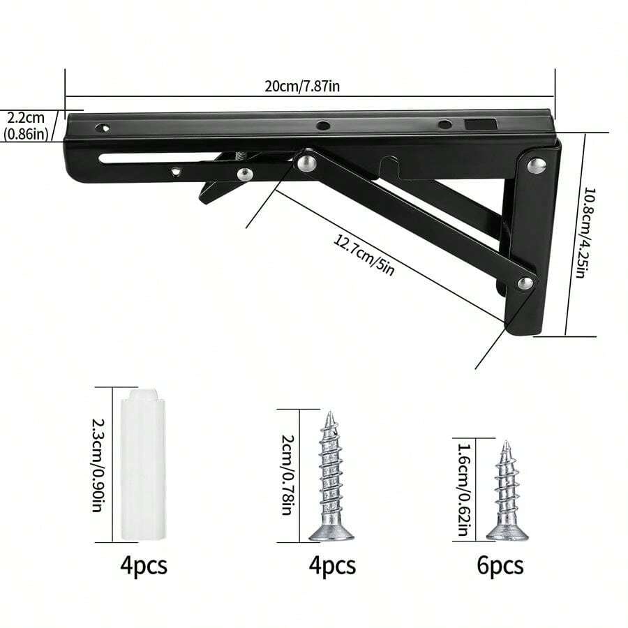 2 Pcs Heavy Duty Folding Bracket Wall Mount One Pair Of Two Folding ...