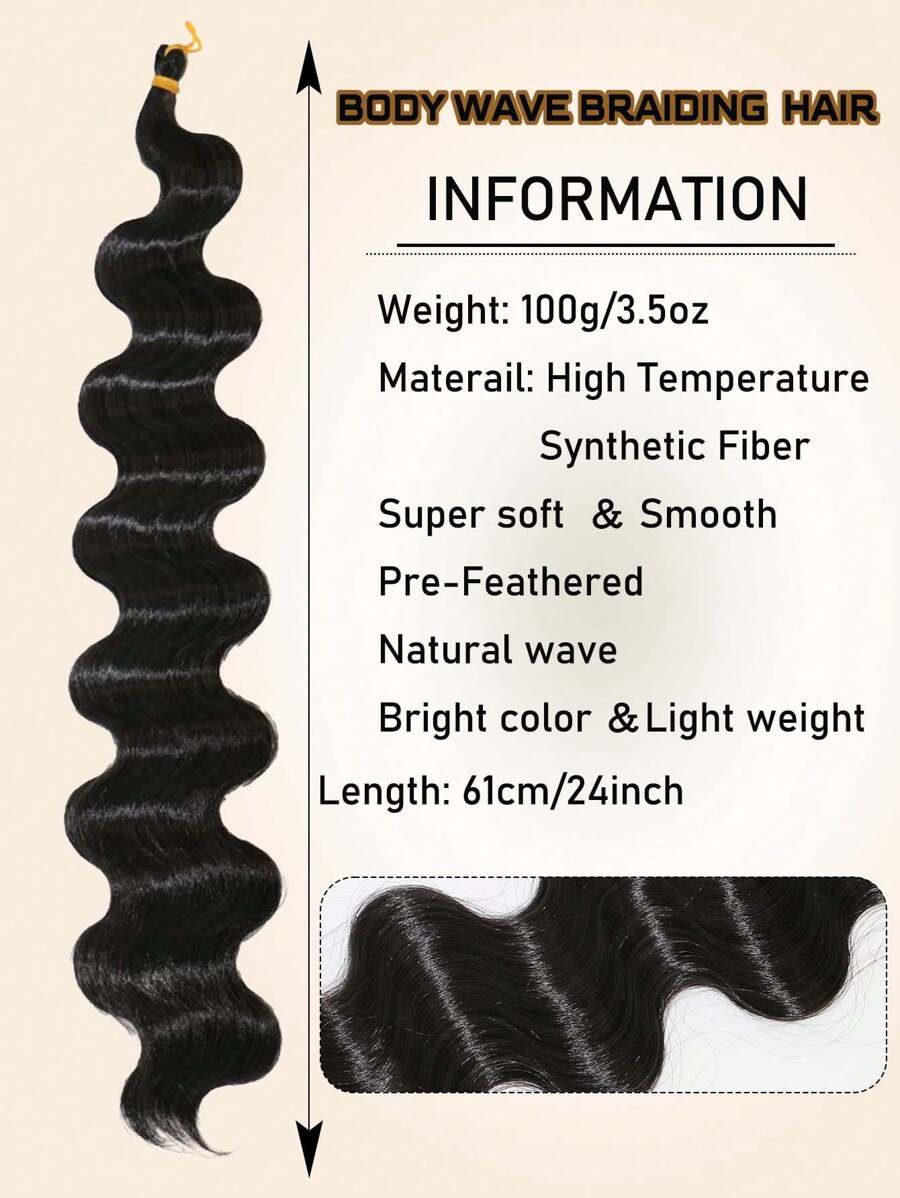 1 Pack Body Wave Braiding Hair 24 Inch Pre-Feathered Bouncy French Curl ...